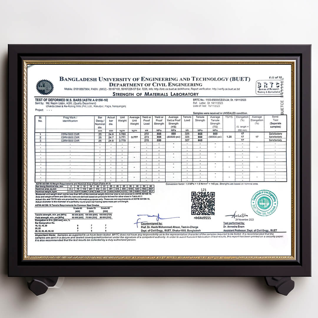 Chakda Steel & Re-Rolling Mills (Pvt.) Ltd. Certifications: Bangladesh ...